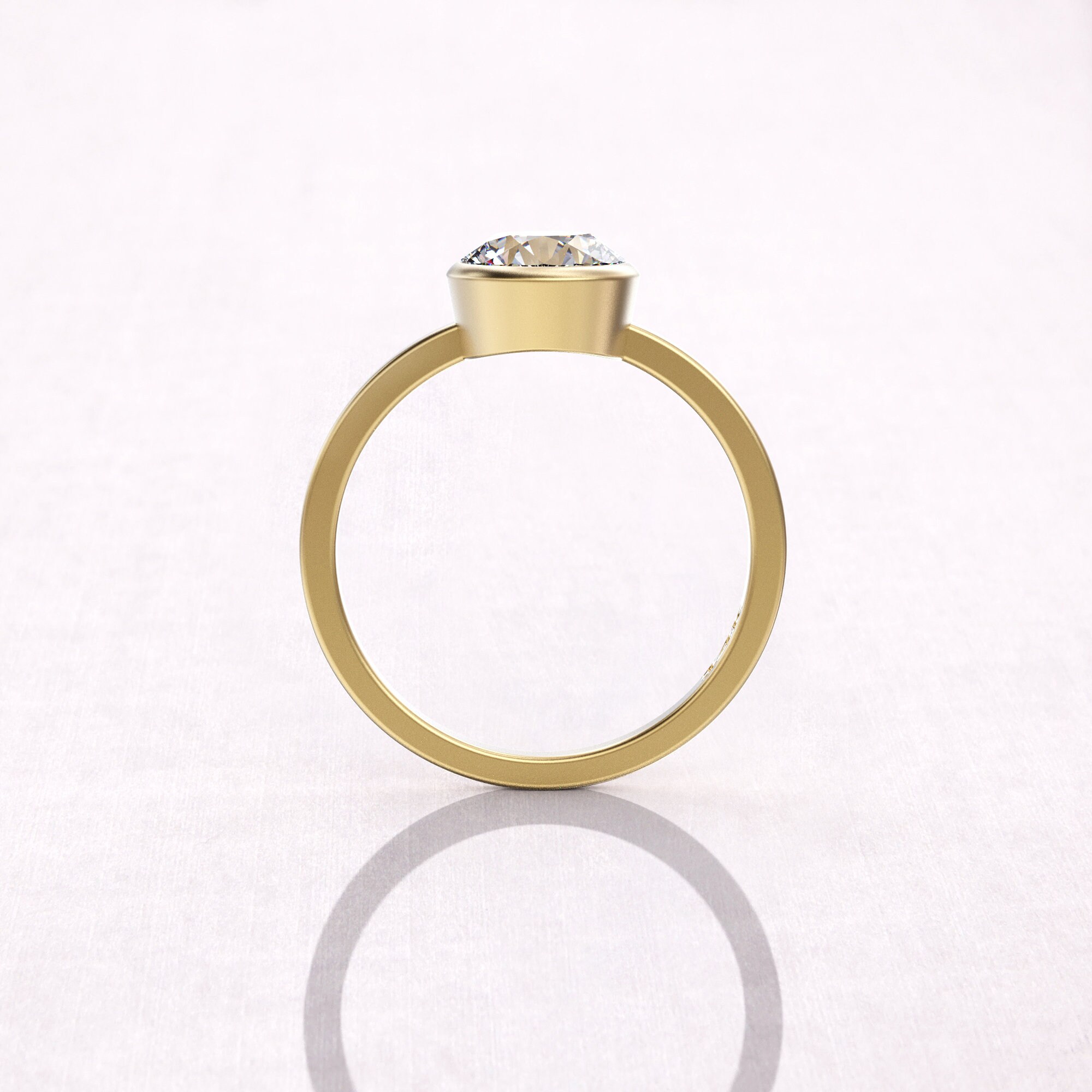 1 Carat Solitaire Engagement Ring, 1 Ct Moissanite Bezel Solitaire, 14K ...