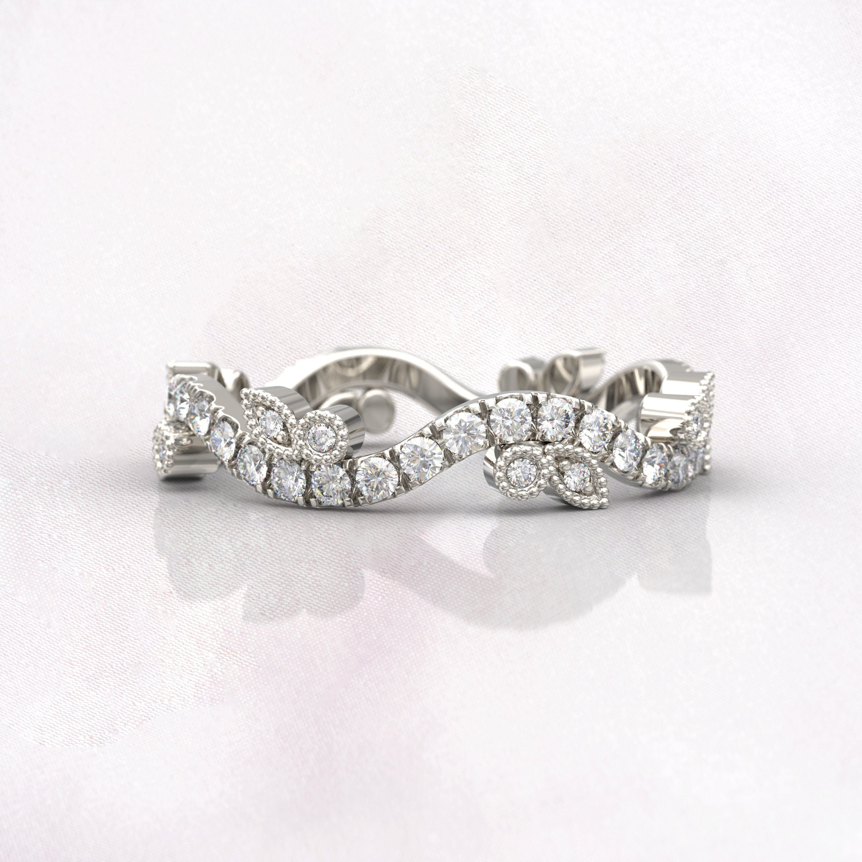 Wedding Bands Women Full Eternity Ring Anniversary Gift Art Deco Bridal ...