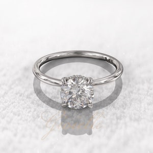 1 CT Hidden Halo Diamond Engagement Ring, Lab Diamond IGI CERTIFIED ...