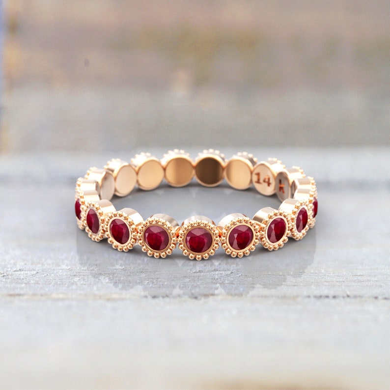 Ruby Eternity Band 3.5mm Bezel Milgrain Full Eternity 0.70 | Etsy