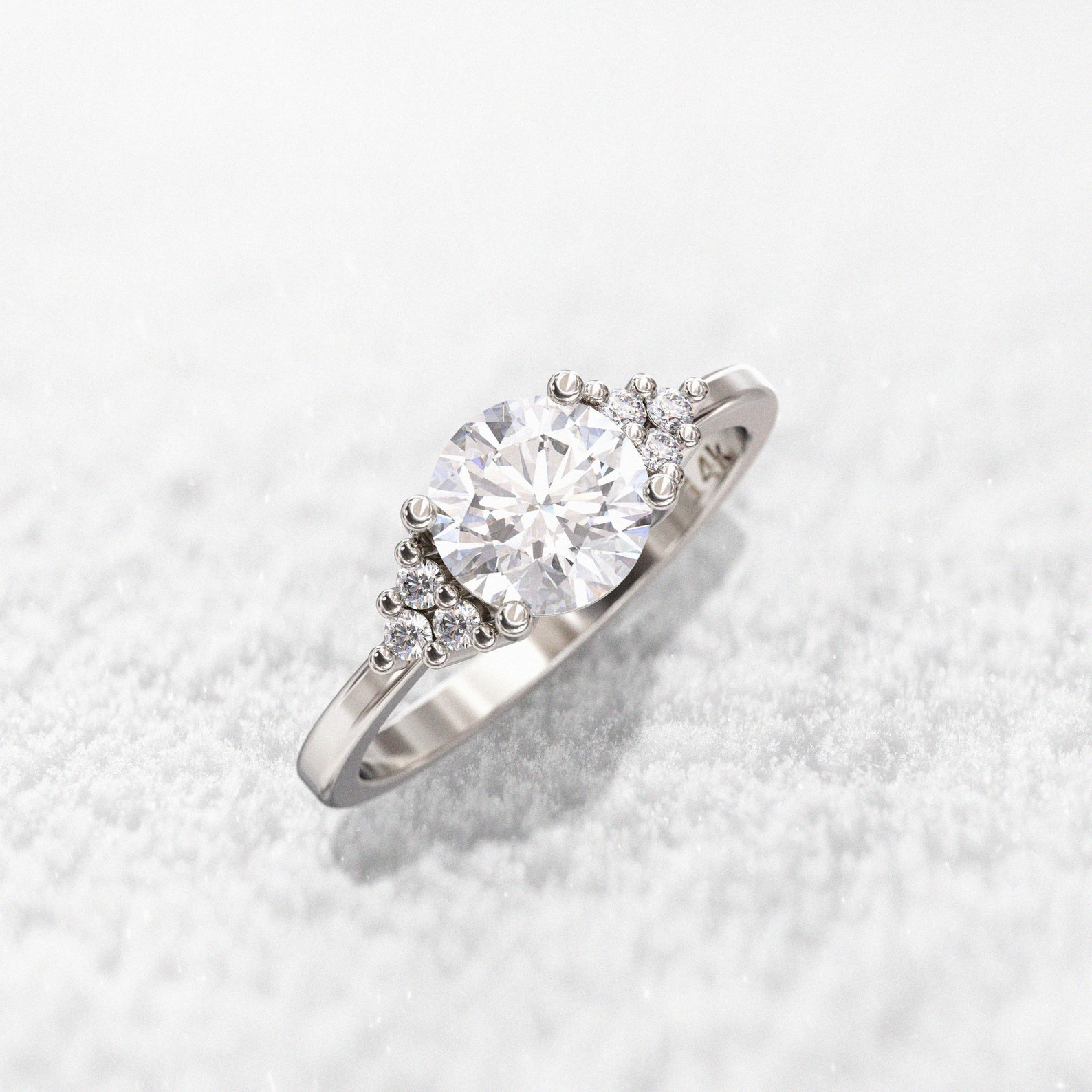 Round Cut Solitaire Engagement Ring 1ct Center Stone 6.5mm Moissanite ...