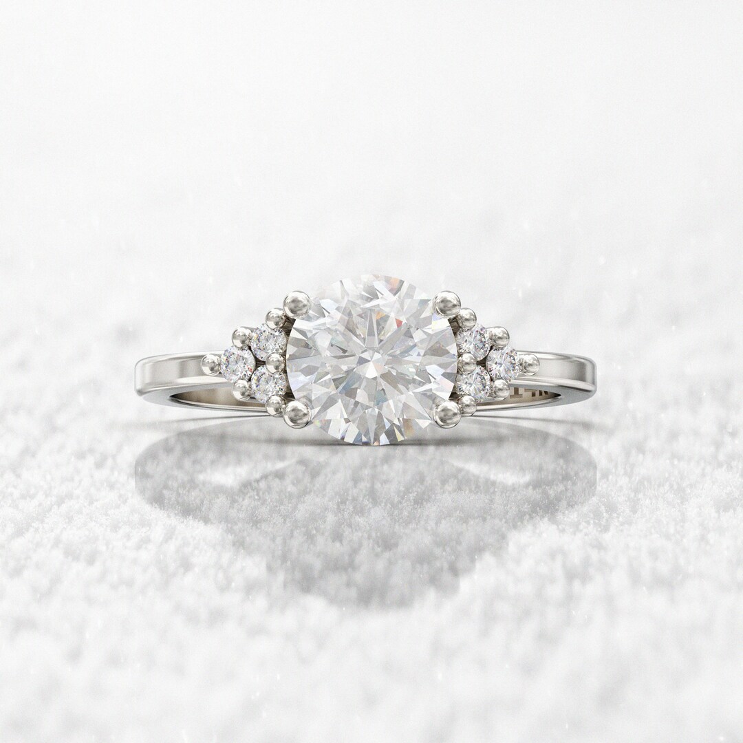 Round Cut Solitaire Engagement Ring 1ct Center Stone 6.5mm - Etsy