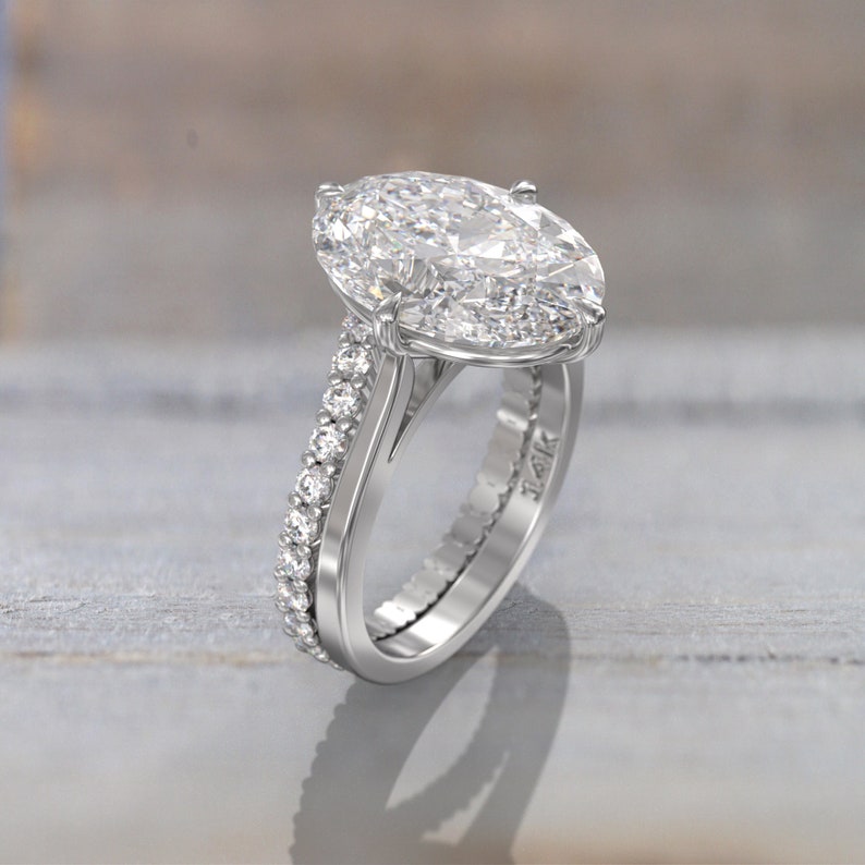 Oval Engagement Ring Set 5.5 Carat Oval Moissanite North South - Etsy