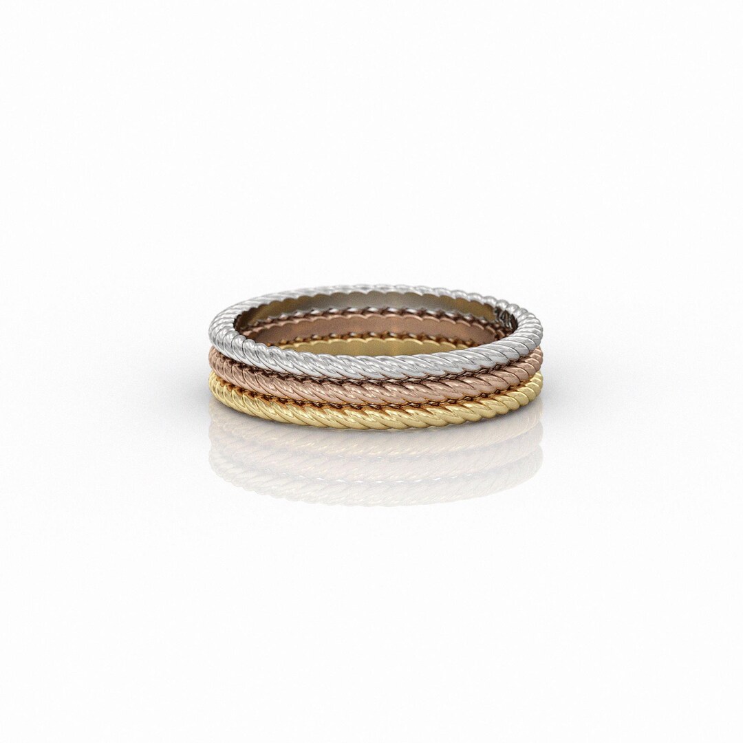 Delicate 1.5mm Rope Band in 14k Gold | Twisted Rope Stacking Ring ...