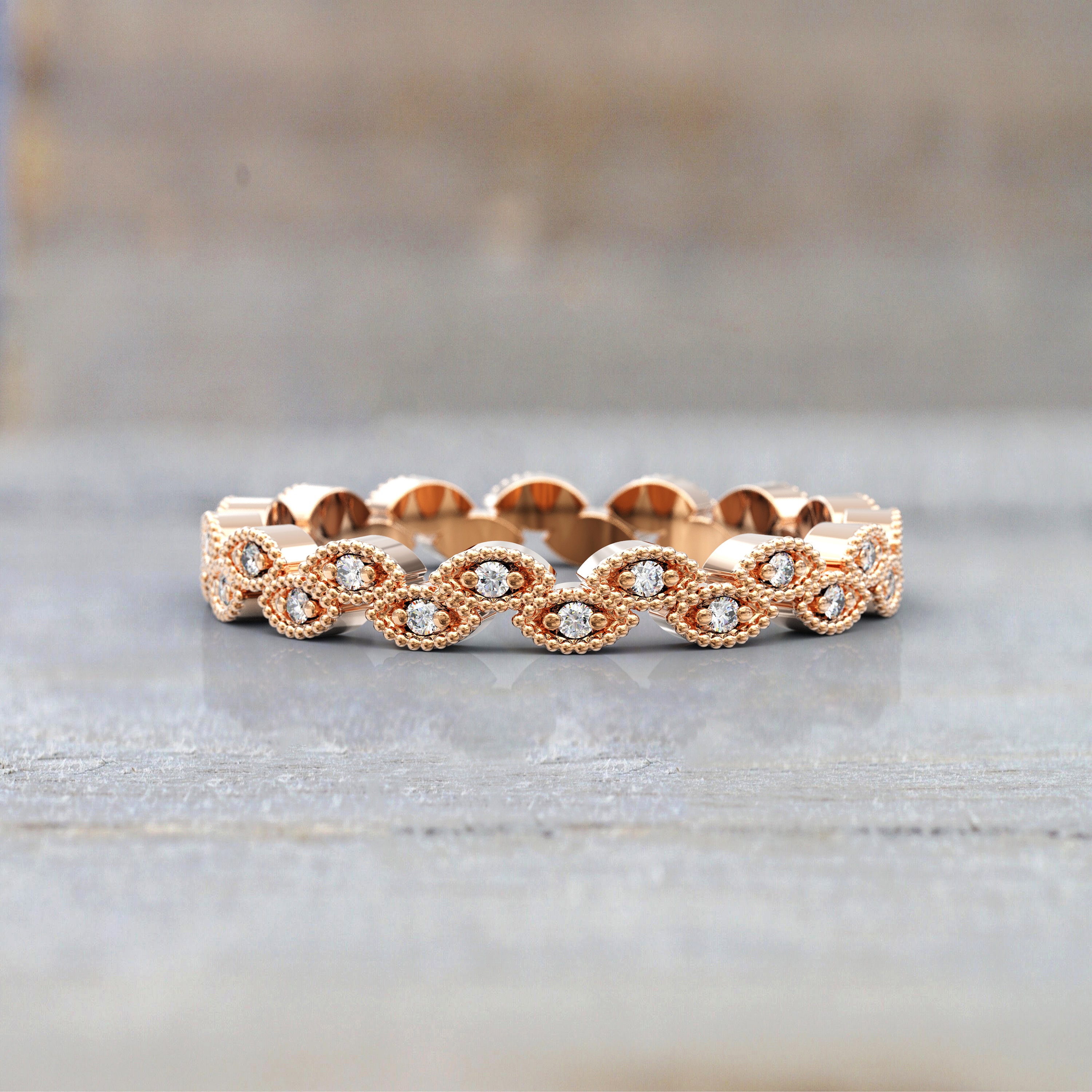 Wedding Bands Women Full Eternity Ring Anniversary Gift Art Deco Bridal ...