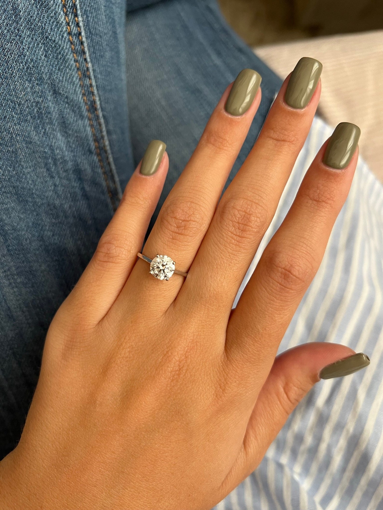 Solitaire Diamond Engagement Ring, IGI Certified 1.5 Carat Round Cut Lab Grown Diamond 14\18k - Etsy