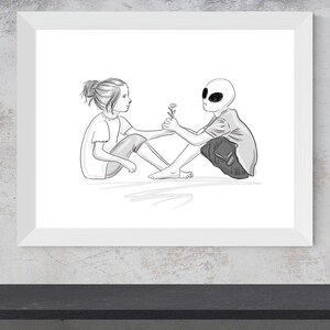 Alien Friend Art Print | Extraterrestrial Wall Art | Outer Space Poster ...