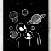 Alien Friend Art Print, Outer Space Wall Decor, Black and White Poster ...