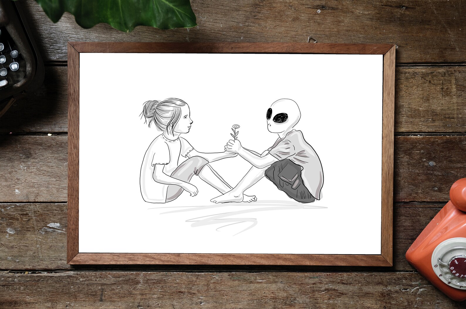 Alien Friend Art Print Extraterrestrial Wall Art Outer Space Poster ...
