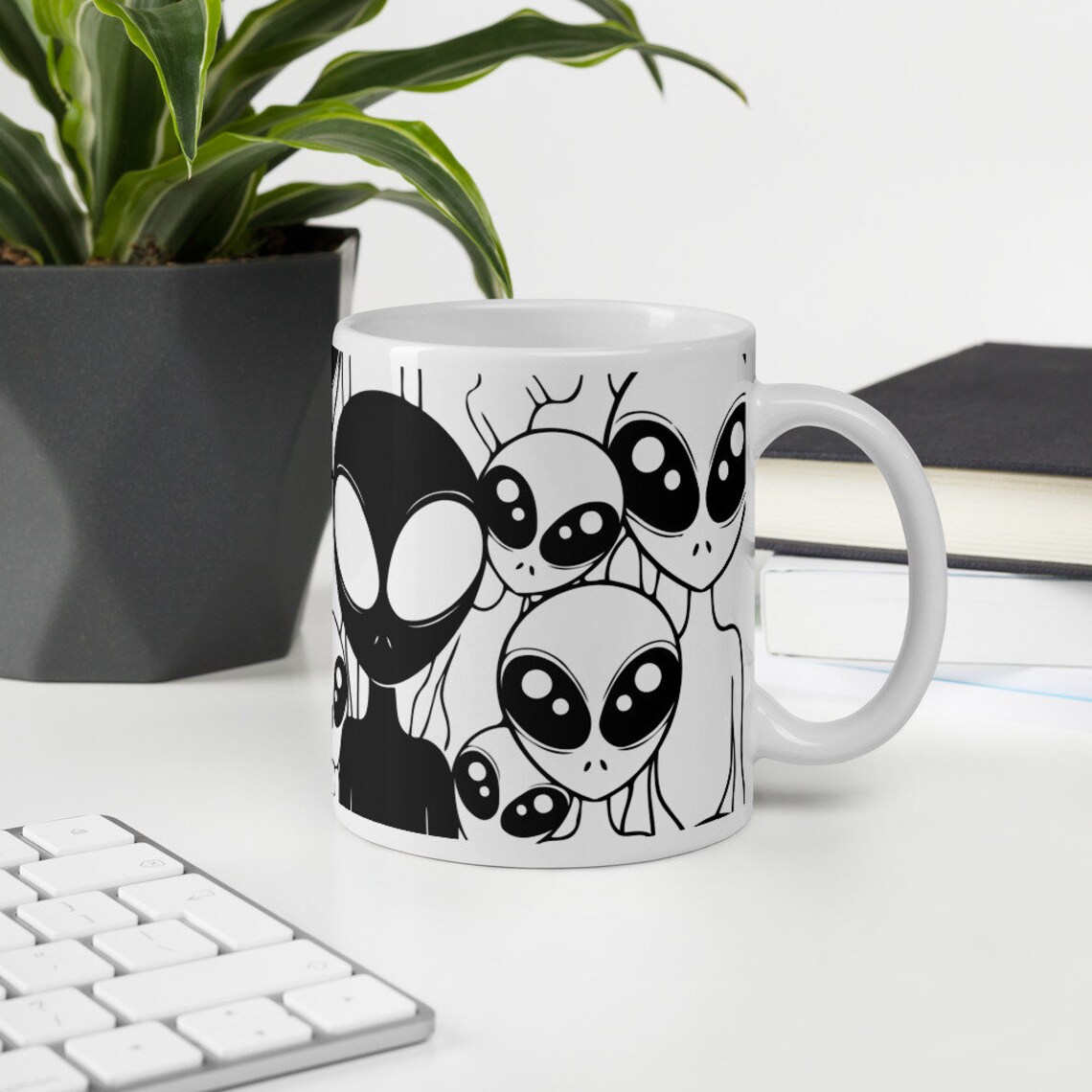 Alien White Glossy Mug Fun Ufo Coffee Cup Cosmic Aliens Tea - Etsy