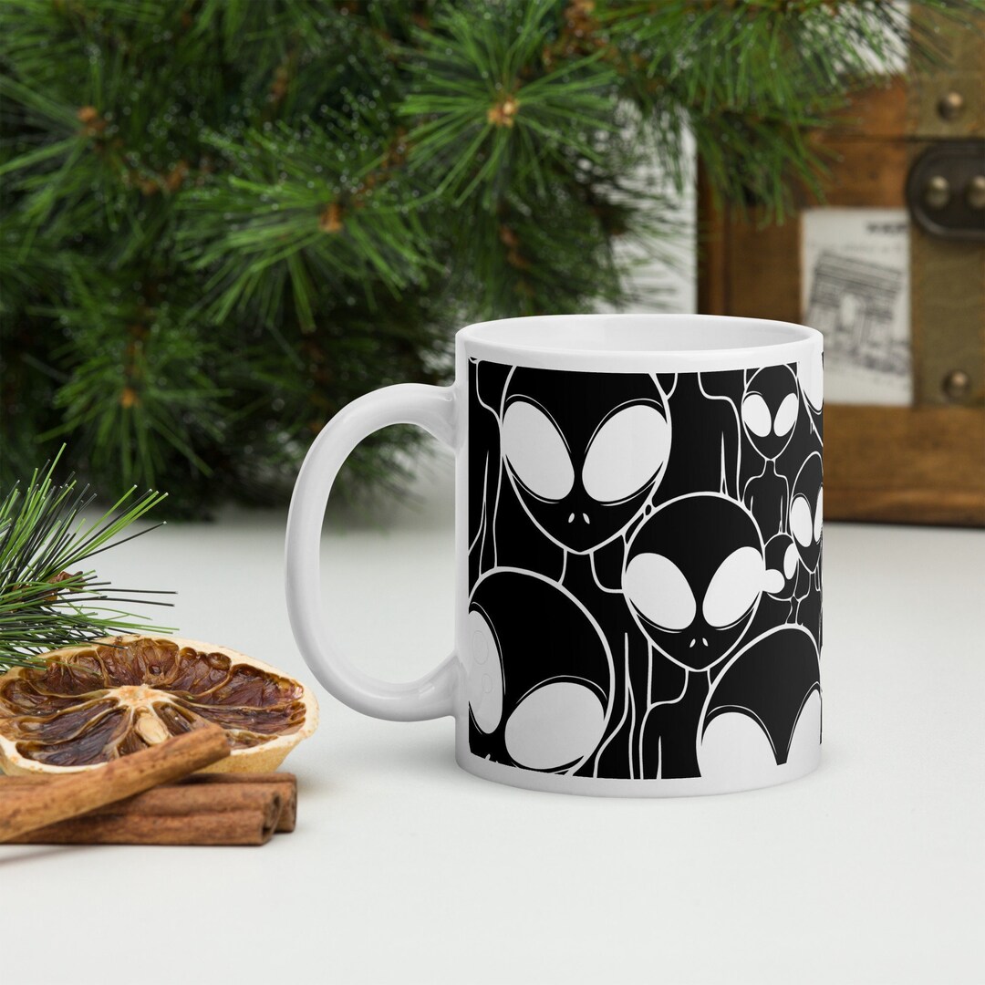 Alien Mug, Fun Glossy Ufo Coffee Cup, Cosmic Aliens Tea Mug, ET Outer ...