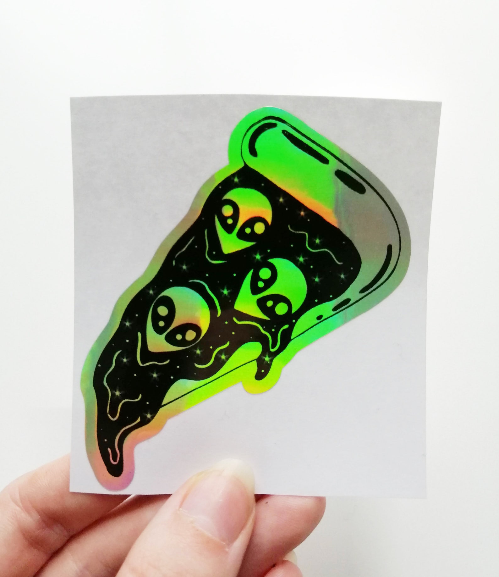 Holographic Alien Pizza Sticker Outer Space Holo Decals Food - Etsy