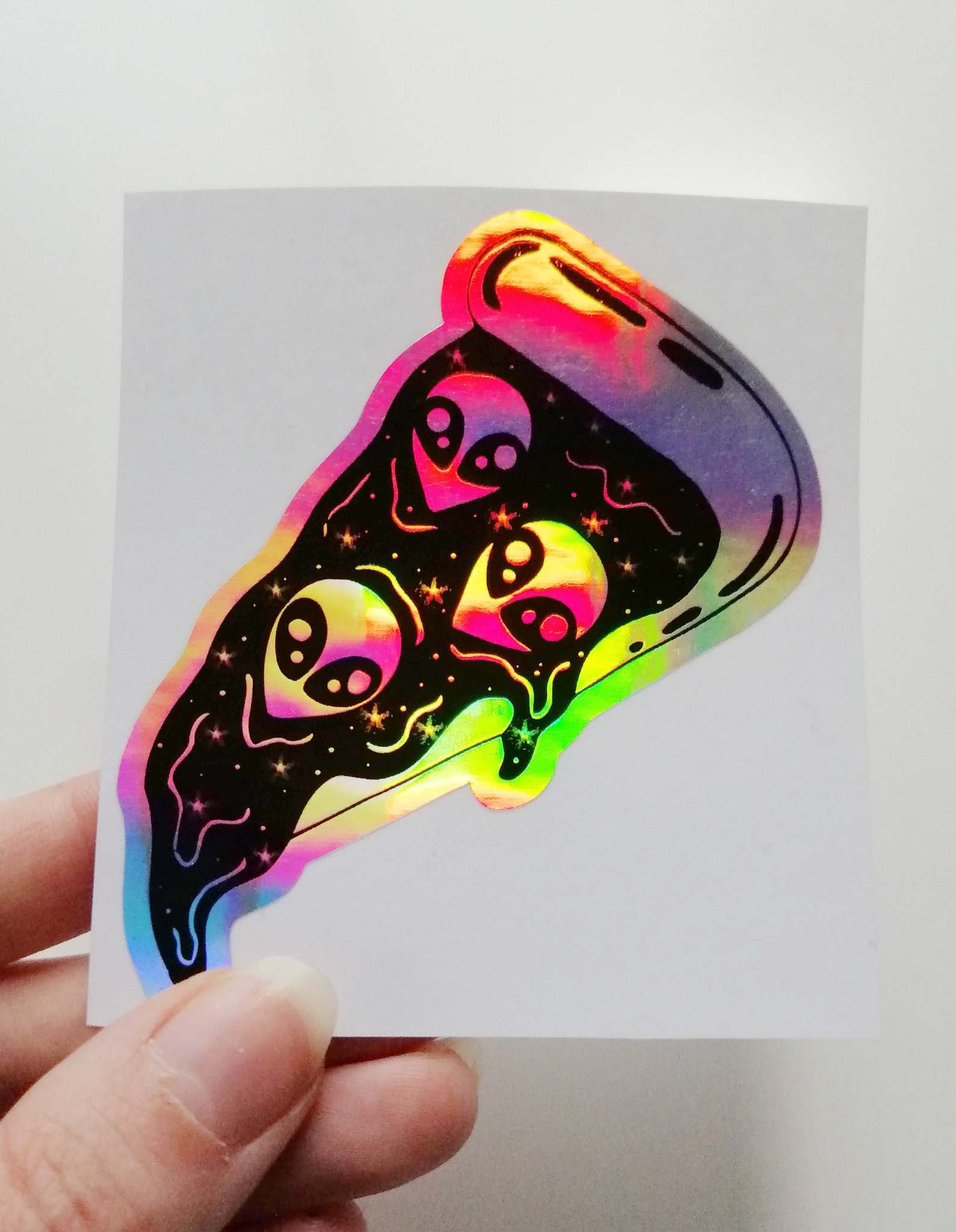 Holographic Alien Pizza Sticker Outer Space Holo Decals Food - Etsy