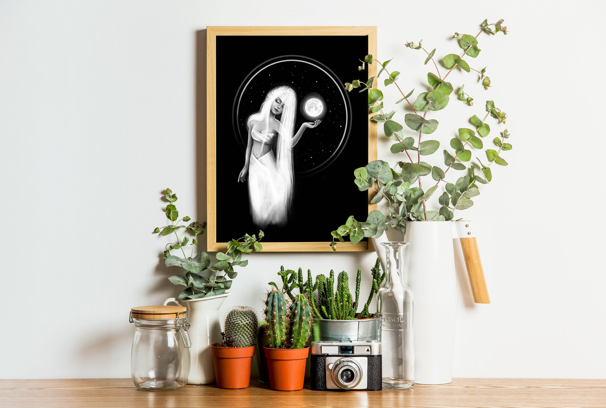 Moon Child Art Print, Full Moon Poster, Whimsical Illustration ...