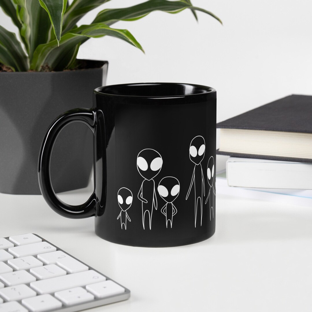Black Alien Mug, Cosmic Extraterrestrial Coffee Cup, Outer Space Tea ...