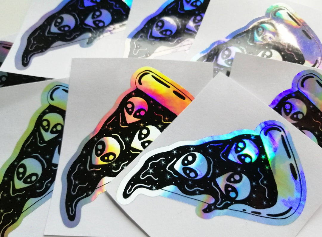 Holographic Alien Pizza Sticker, Outer Space Holo Decals, Food Lover ...