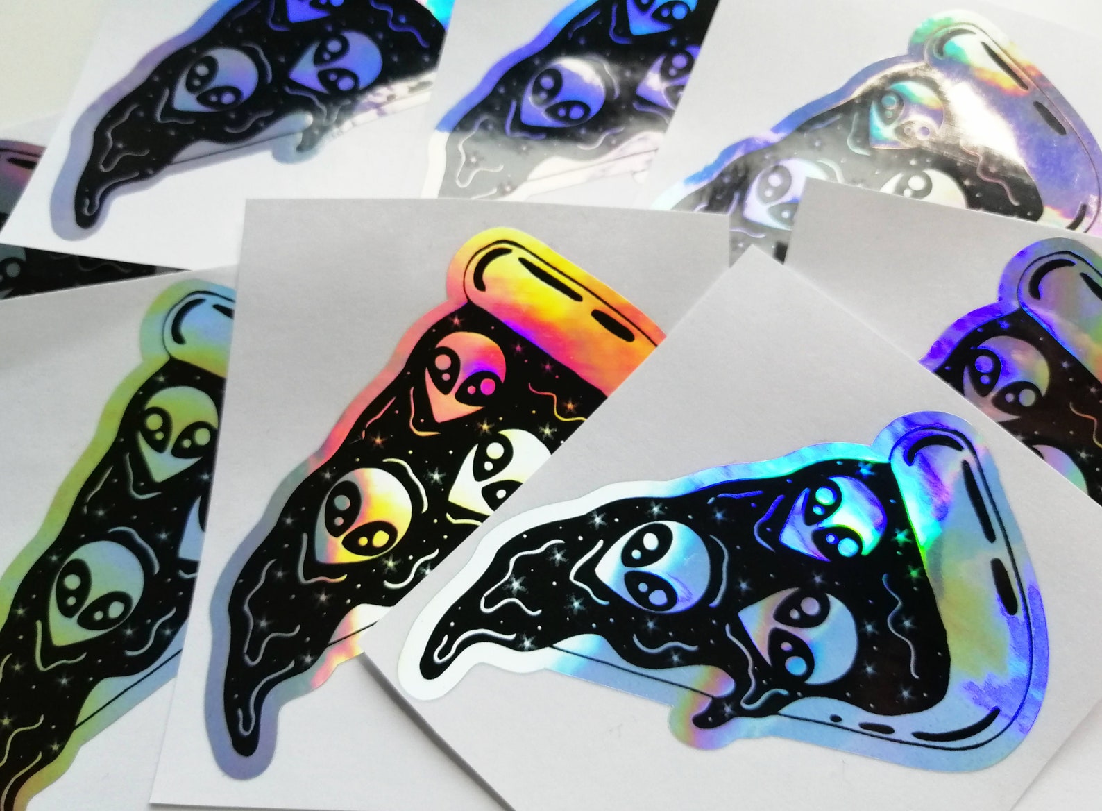 Holographic Alien Pizza Sticker Outer Space Holo Decals Food - Etsy