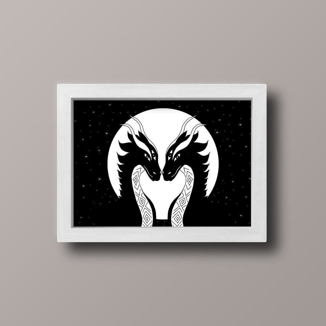 Dragon Poster, Dragons Art Print, Space Illustration, Drawing, Full ...