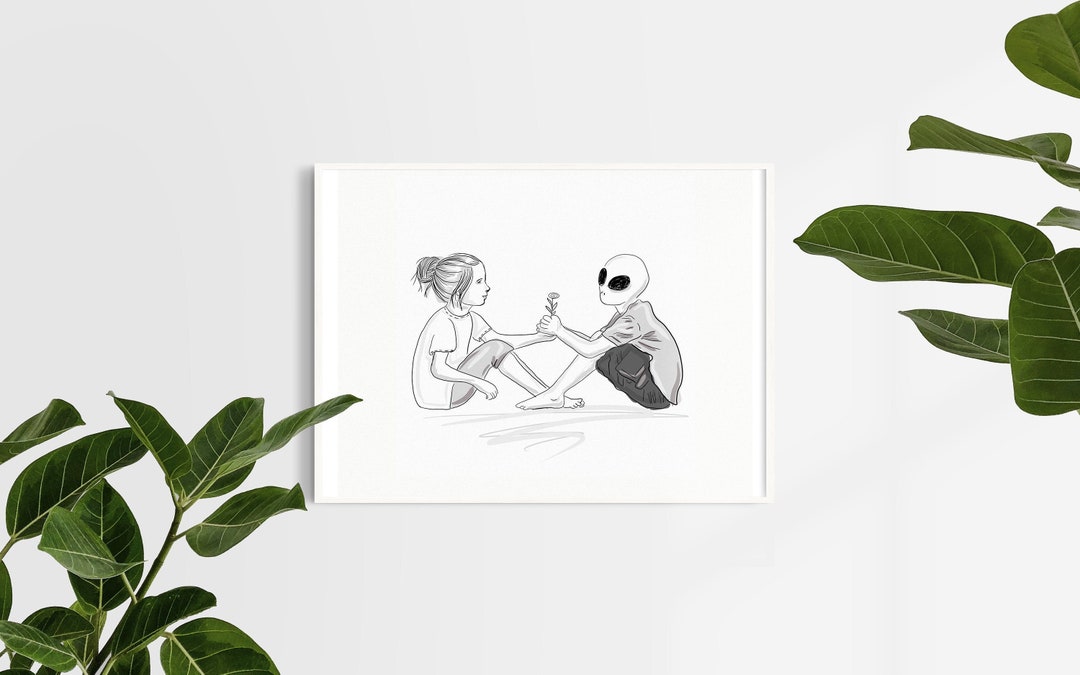 Alien Friend Art Print | Extraterrestrial Wall Art | Outer Space Poster ...