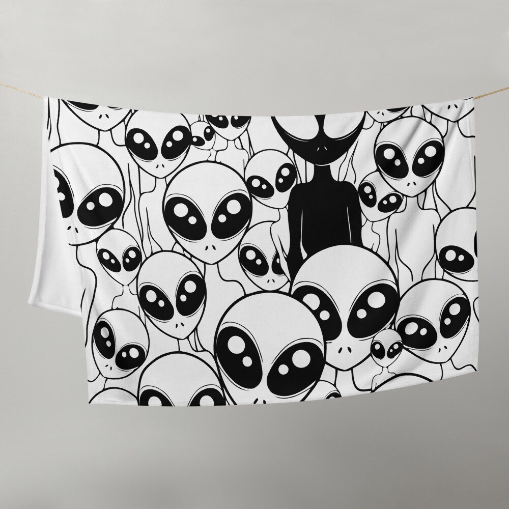 Aliens Among Us Throw Blanket White Alien Blanket Cozy Space - Etsy