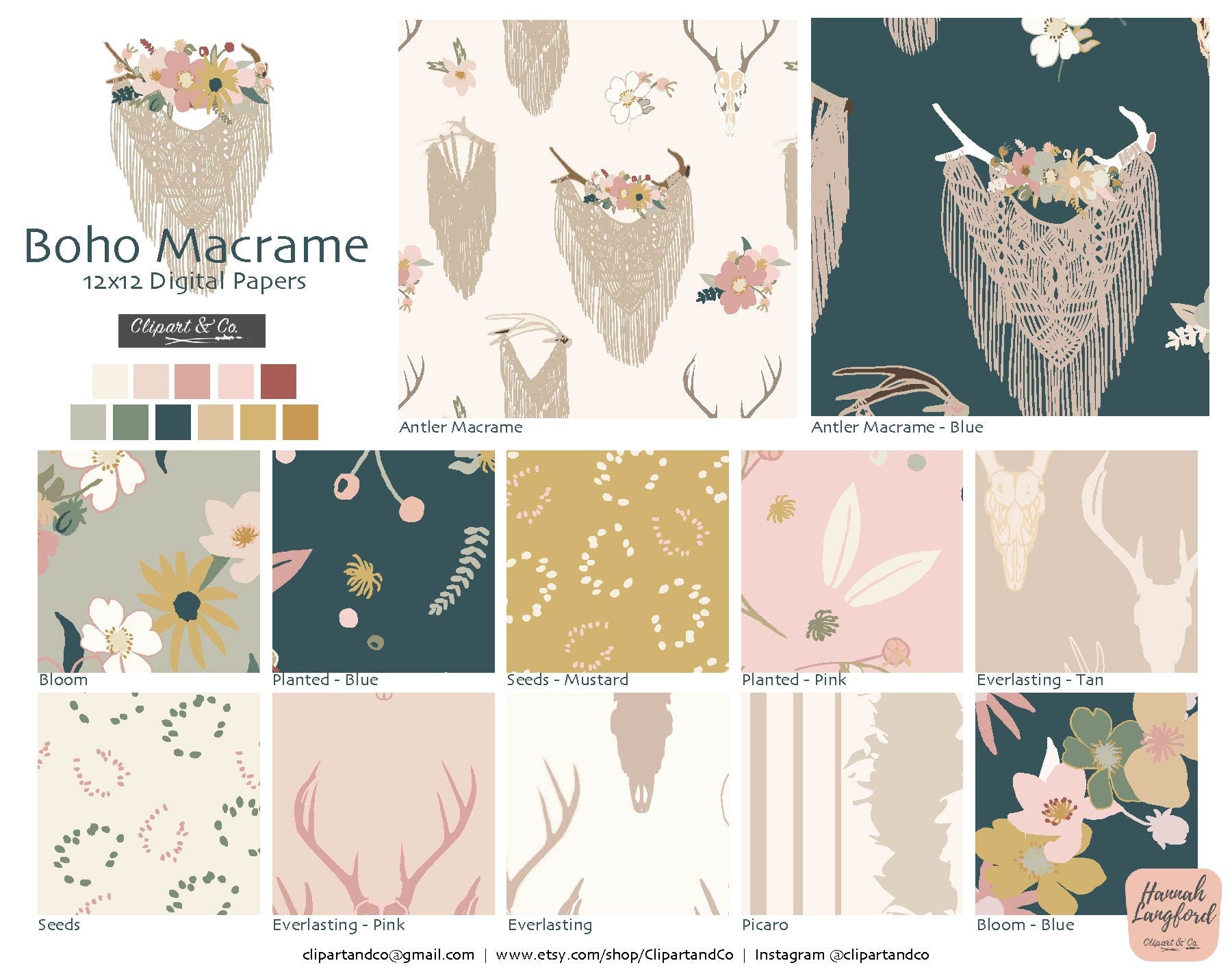 Boho Pattern Digital Paper Rustic Patterns Rustic Surface Patterns ...