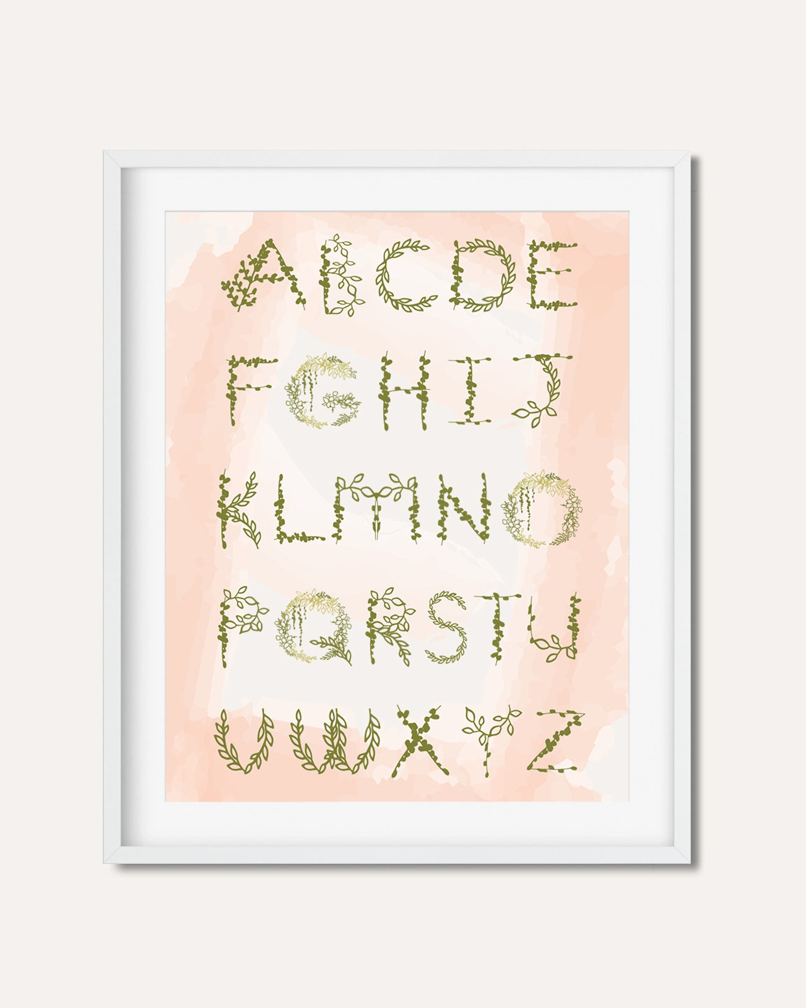 Leafy Letters Printable Art Prints - Nursery Art Print - Botanical ...