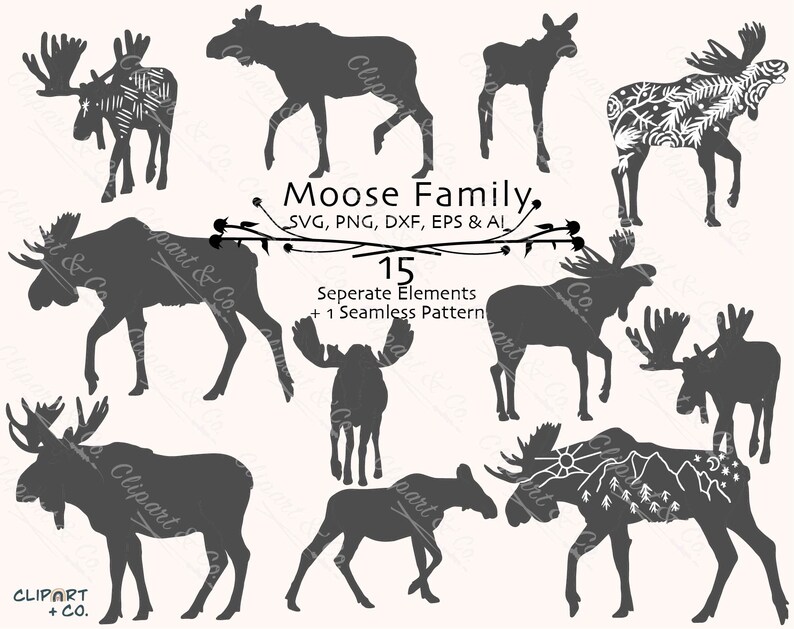 Moose Family SVG Bundle- Moose SVG Laser File - Moose Clipart - Moose ...