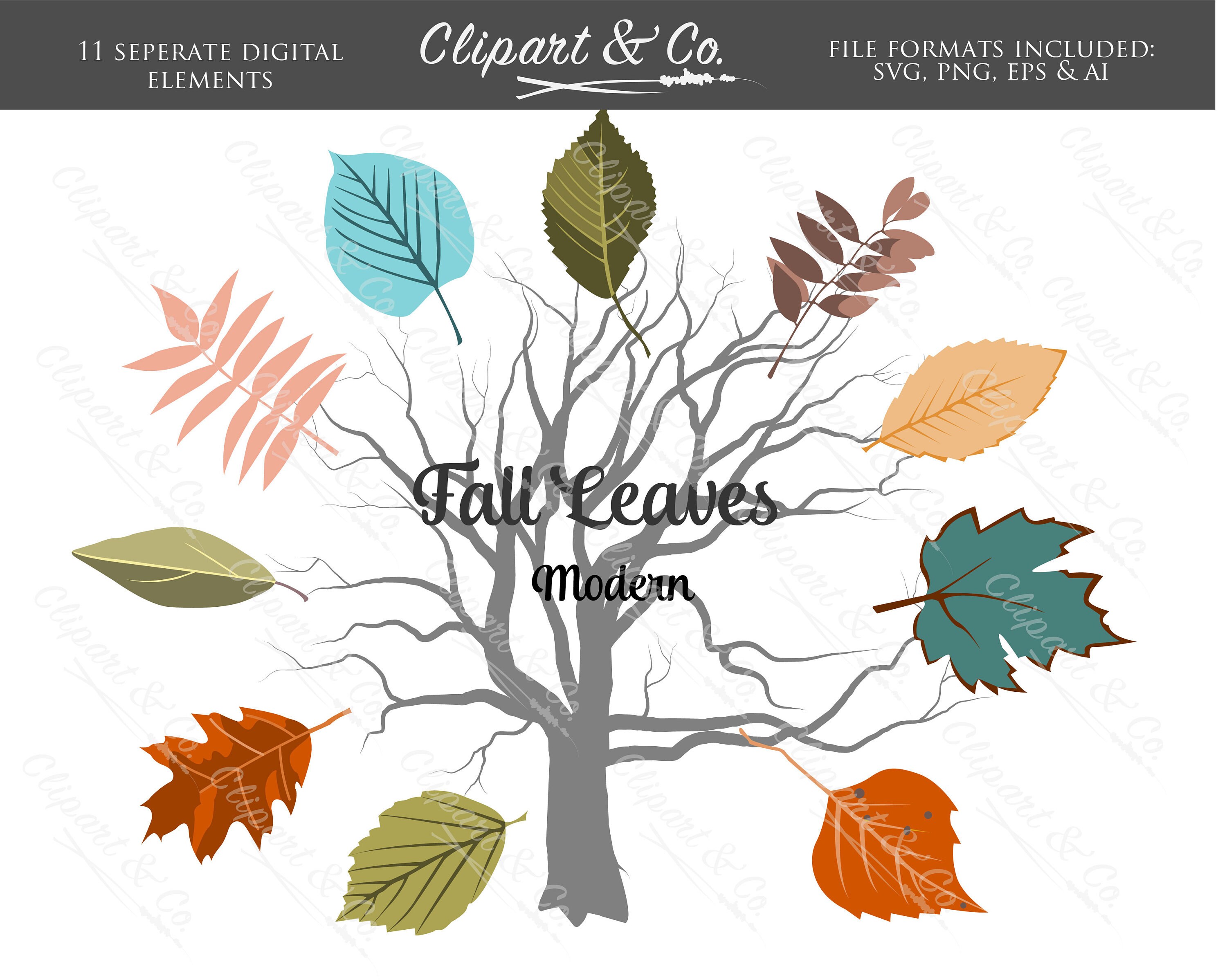 SVG Autumn Clipart Fall Leaves Clipart Design Elements, Vector Images ...