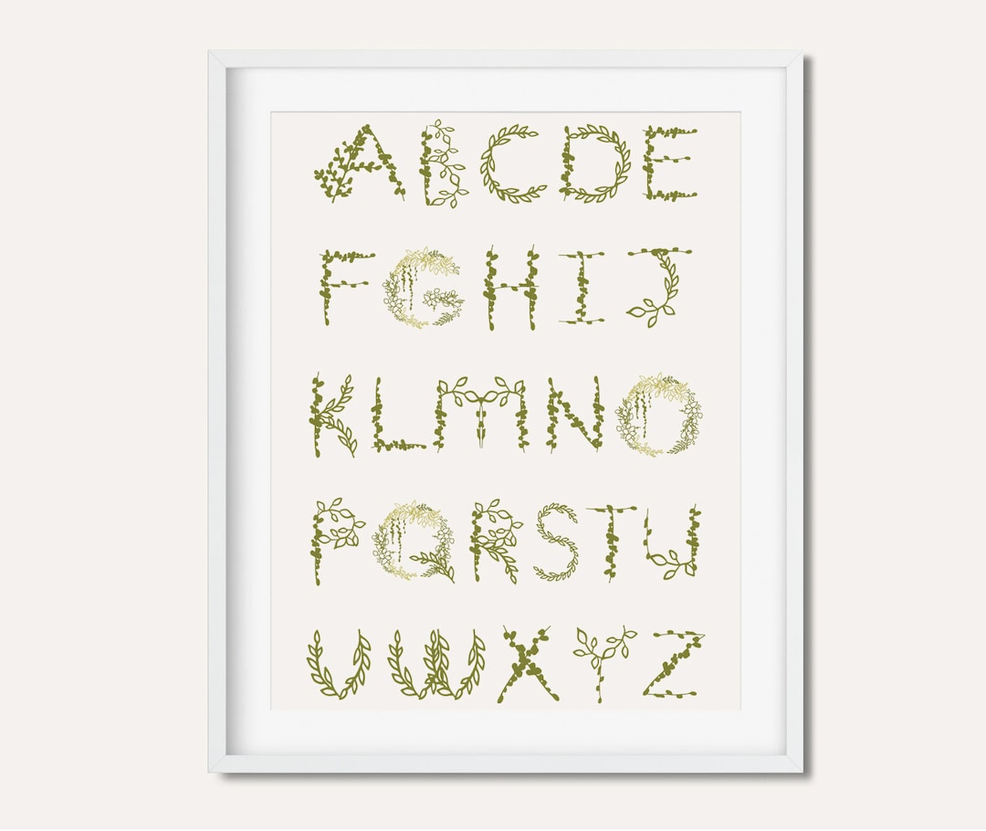 Leafy Letters Printable Art Prints - Nursery Art Print - Botanical ...