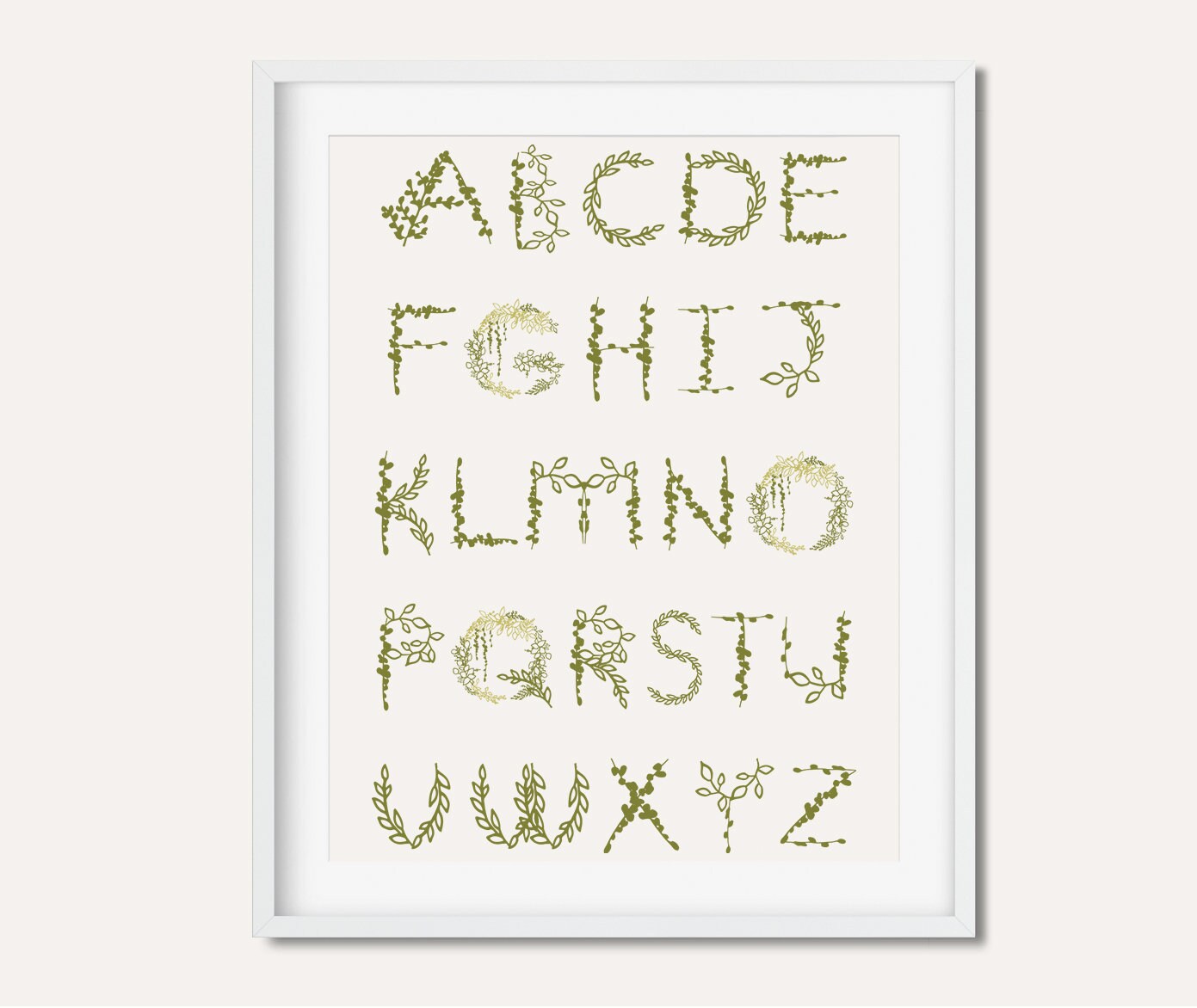 Leafy Letters Printable Art Prints - Nursery Art Print - Botanical ...