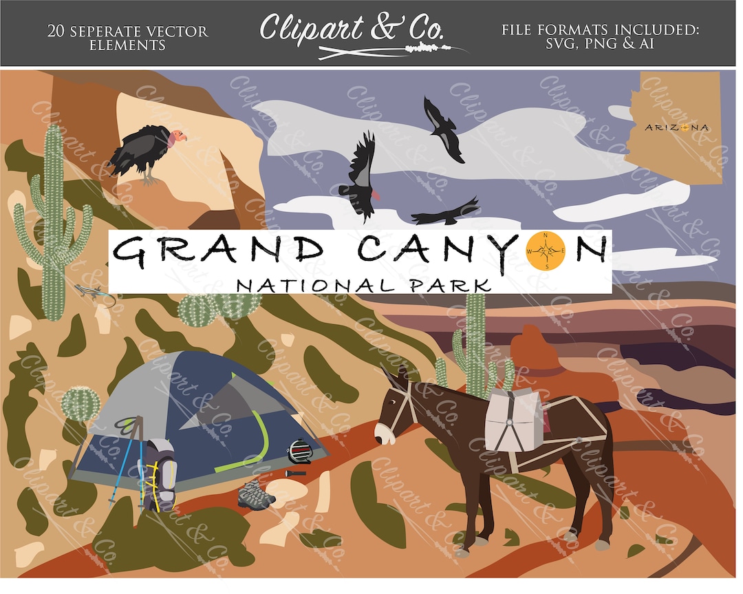 Grand Canyon Clip Art 20 Vector Images SVG Animals for Commercial Use ...