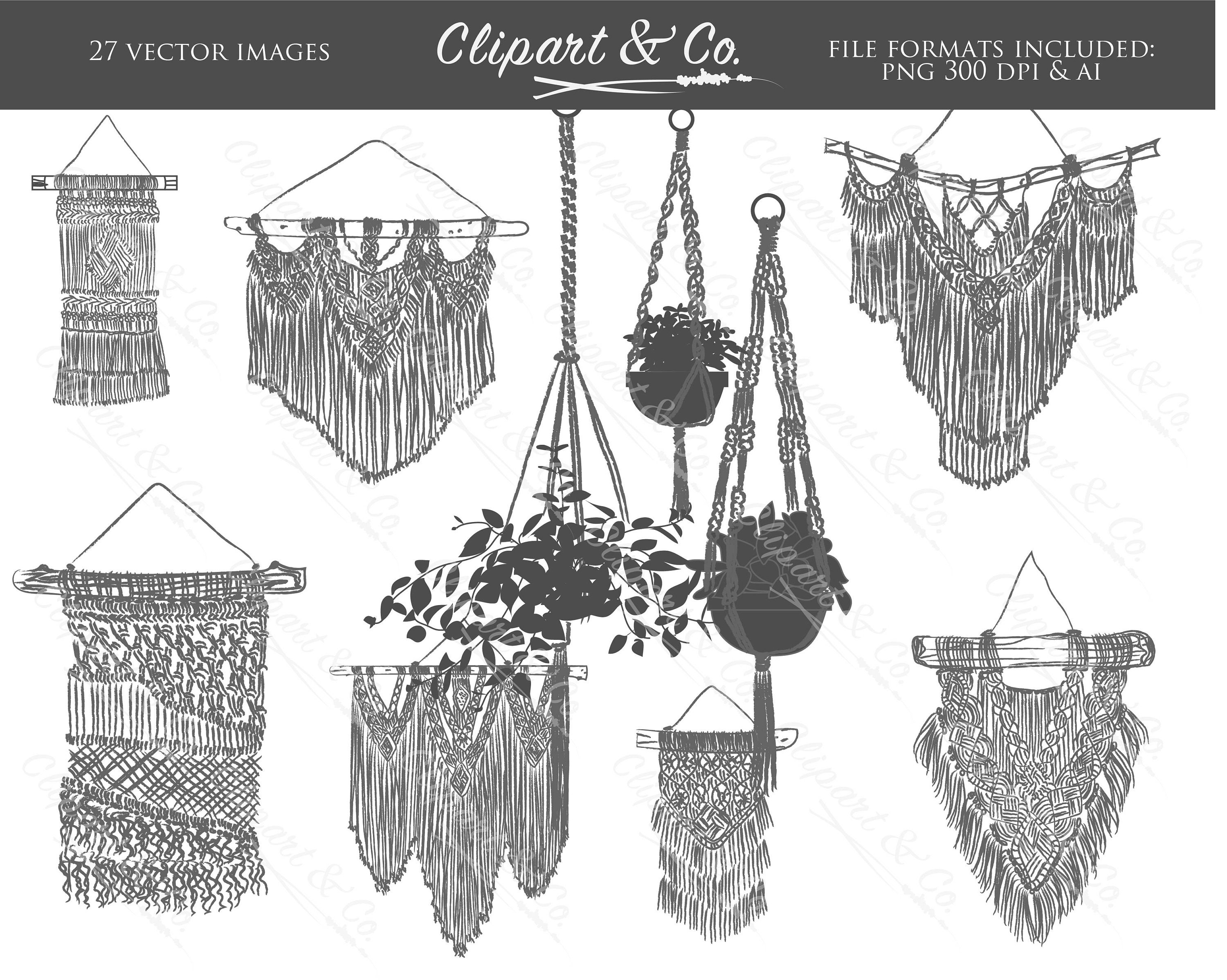 Boho Clipart PNG Macrame SVG Boho Clipart Files Boho - Etsy