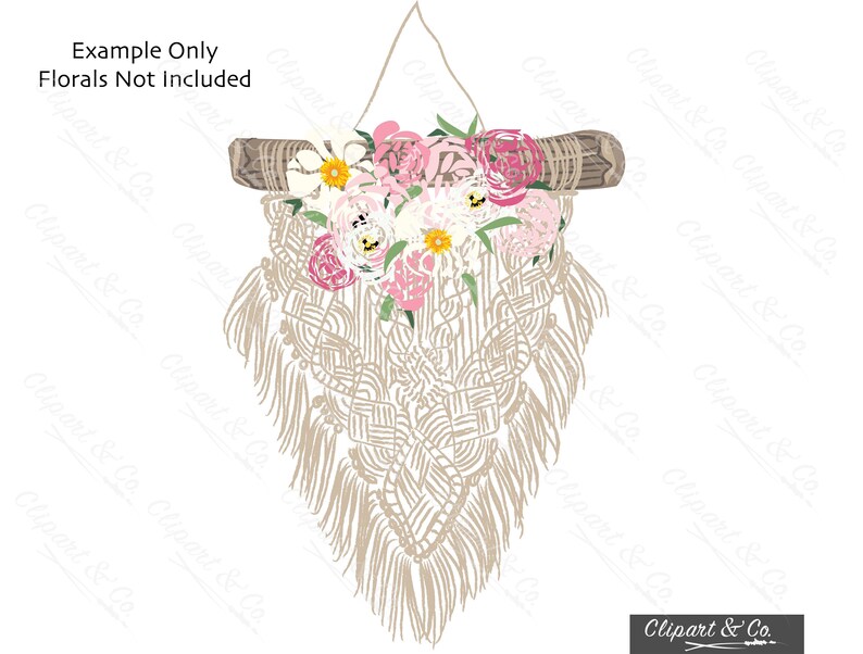 Boho Clipart Boho Clipart Files Macrame Clip Art Vintage - Etsy