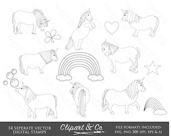 Visual Arts Craft Supplies & Tools Collage Unicorn Outline Clip Art 14 ...