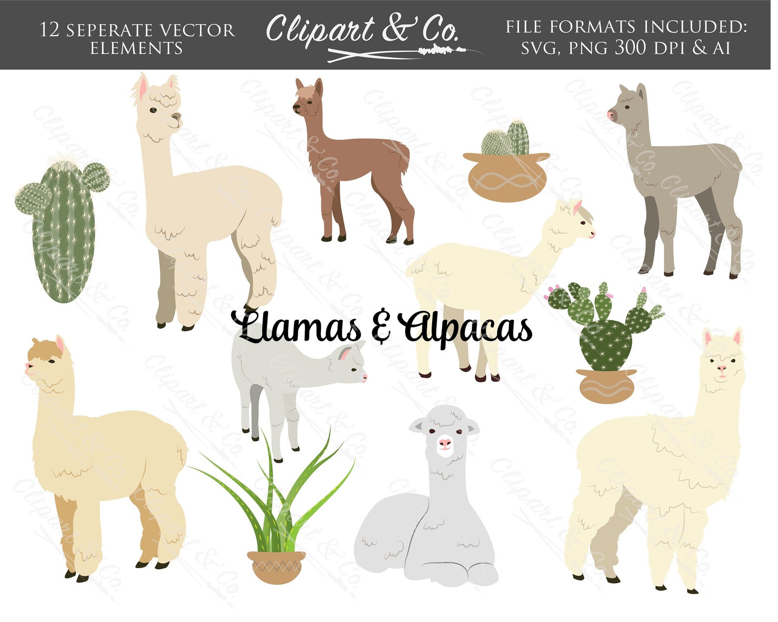 Llama Alpaca Clip Art Animal SVG Clipart 30 Vector Images | Etsy