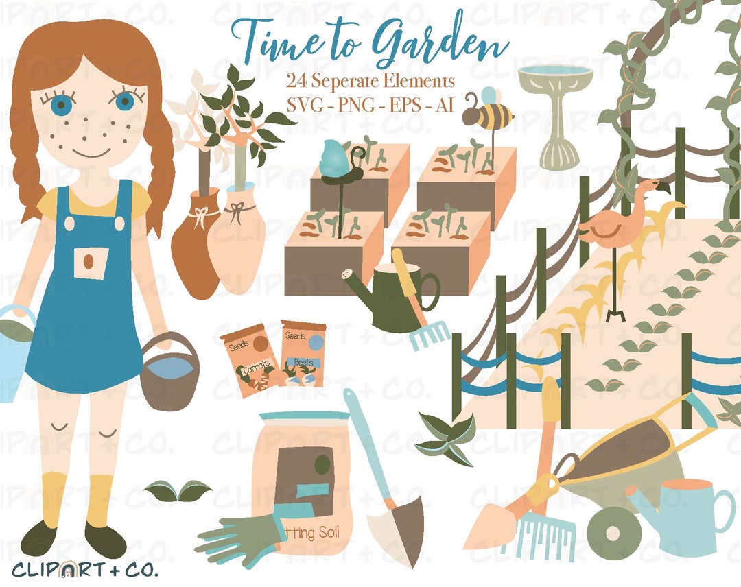 Garden Clipart SVG, Spring Garden Clipart, Garden Vector, Garden PNG ...