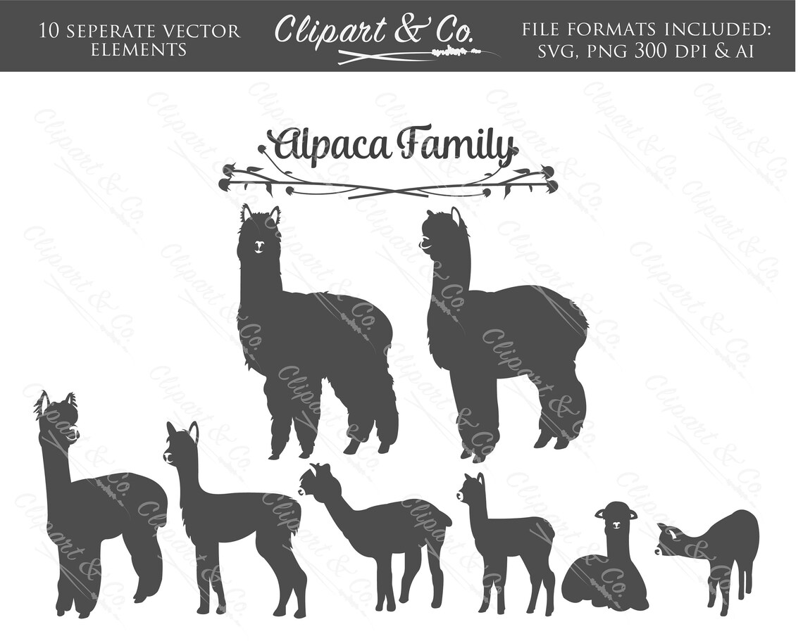 Llama Alpaca Clipart Design Elements and SVG Animal - Etsy