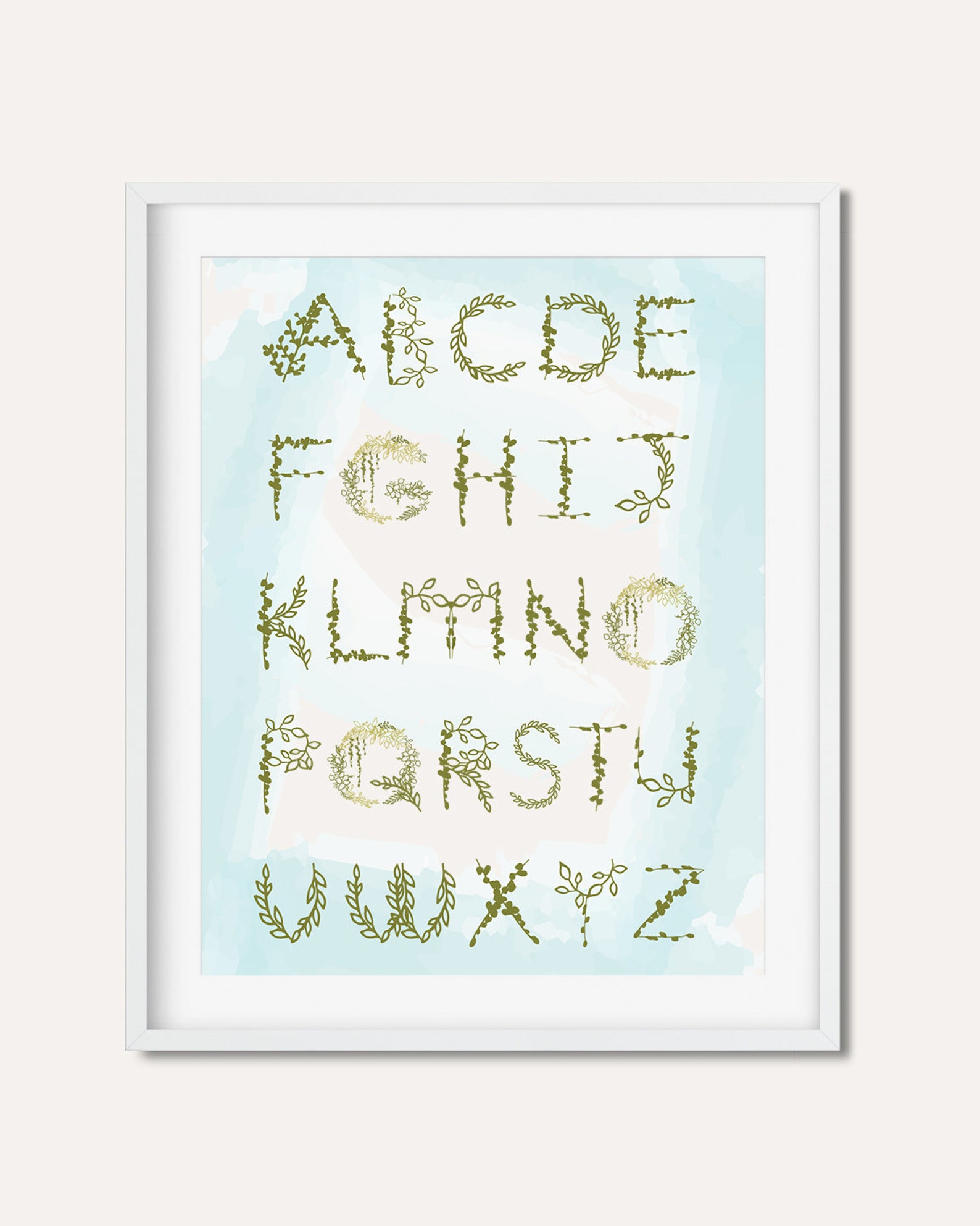 Leafy Letters Printable Art Prints - Nursery Art Print - Botanical ...