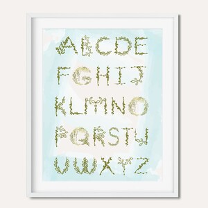 Leafy Letters Printable Art Prints - Nursery Art Print - Botanical ...