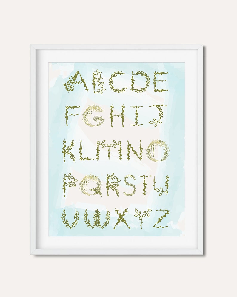 Leafy Letters Printable Art Prints - Nursery Art Print - Botanical ...