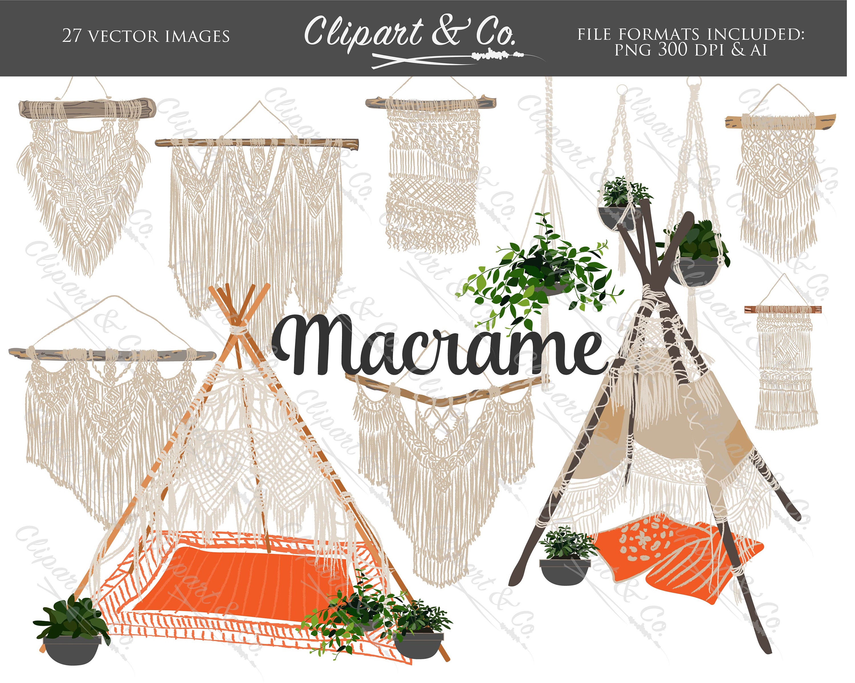 Wedding Clipart Macrame Clipart Boho Clipart Macrame SVG - Etsy Australia