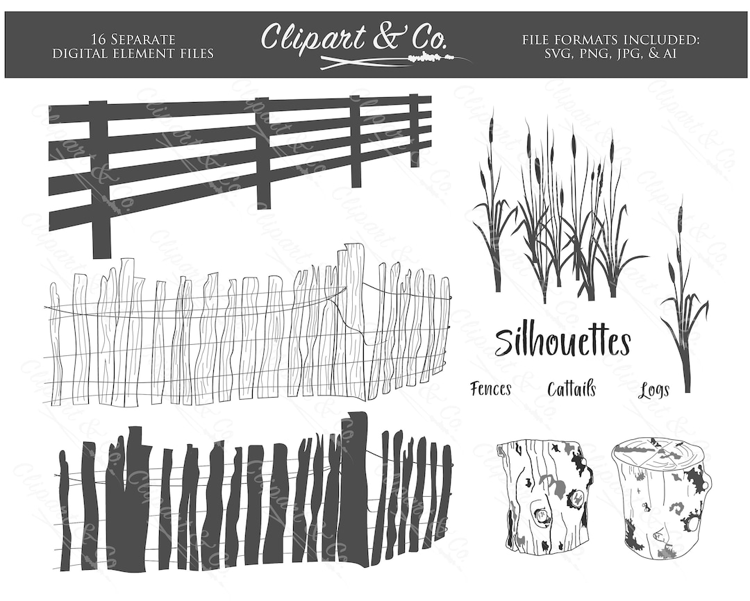 Fence Silhouette SVG - Farm Fence SVG - Watermill SVG - Fence Clipart ...