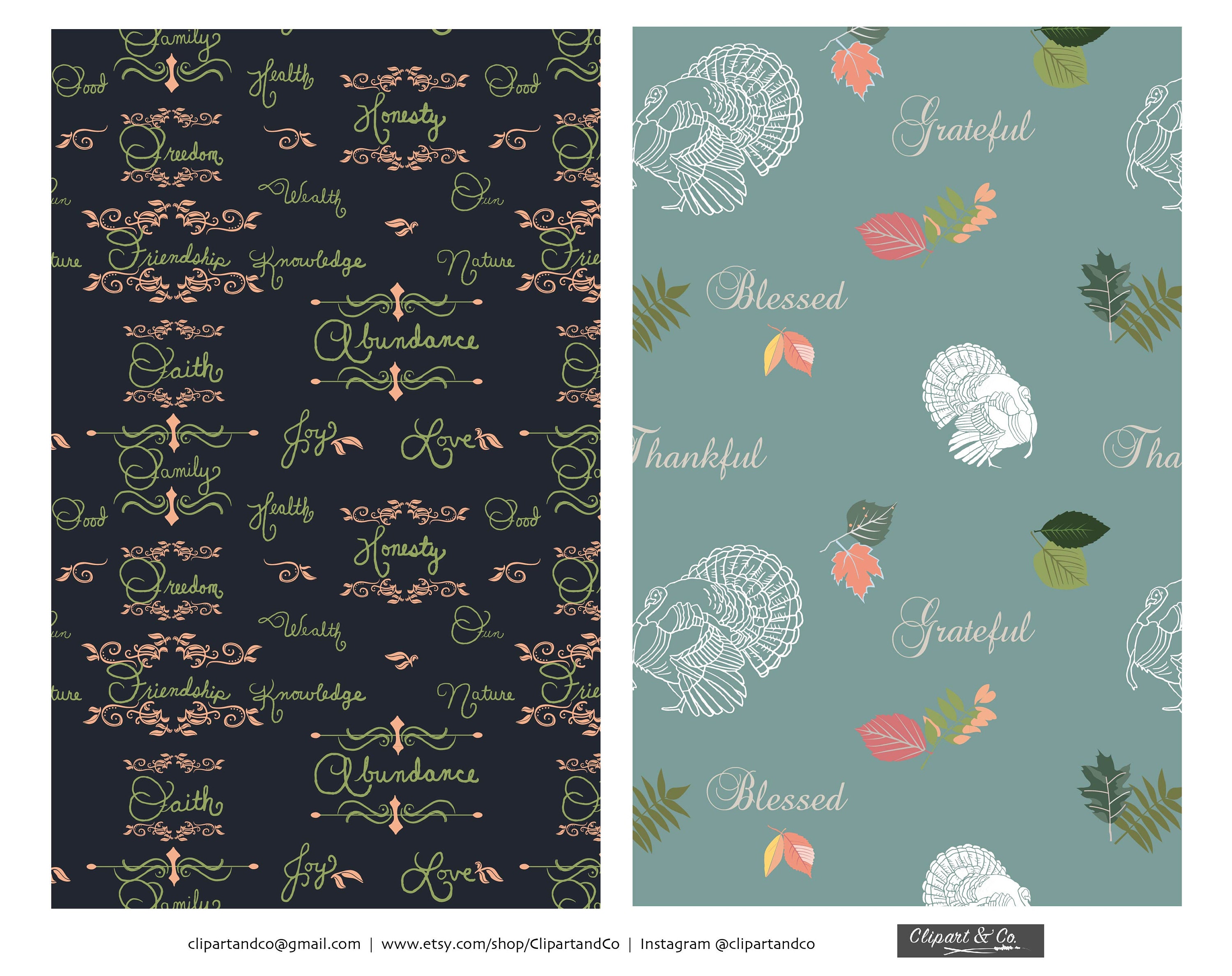 Thanksgiving Digital Papers Fall Digital Papers - Etsy