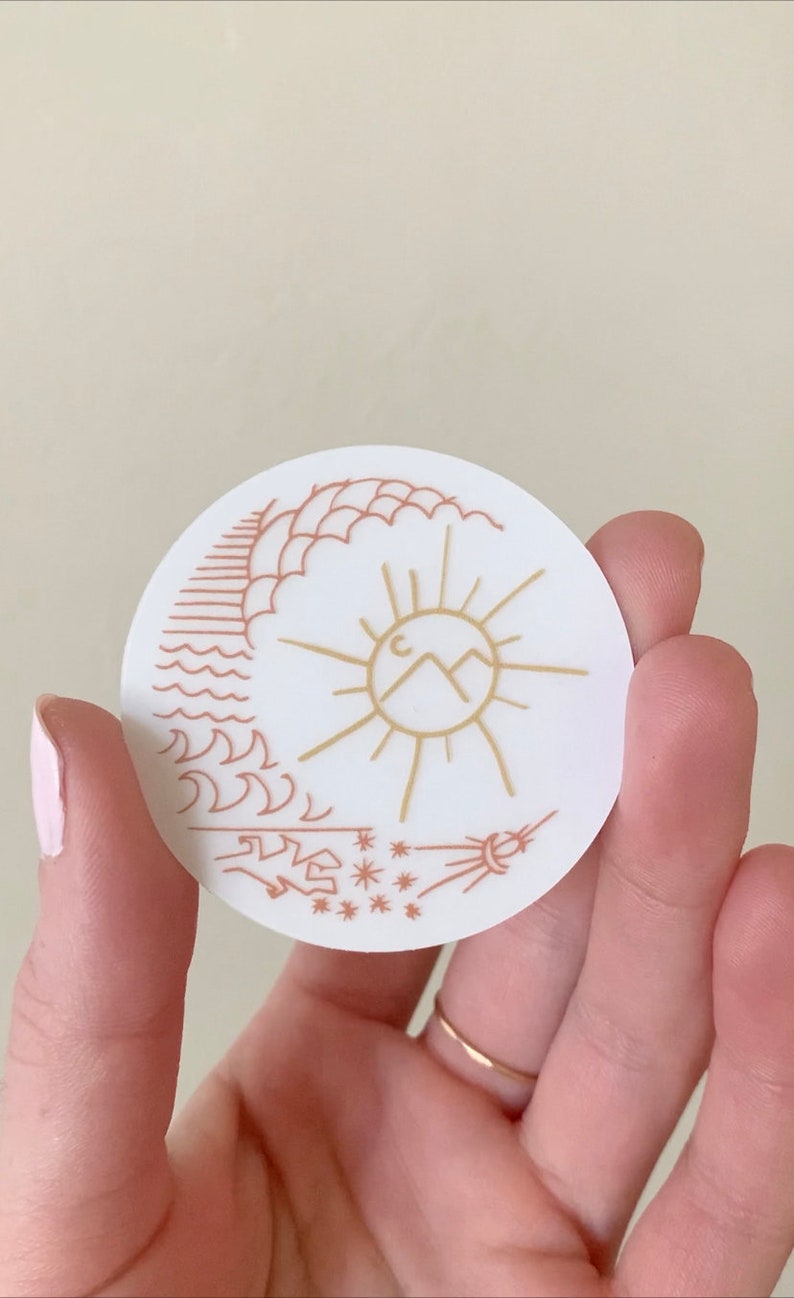 Artsy Stickers, Sun and Moon Boho Sticker, Clear Boho Sticker, Desert ...