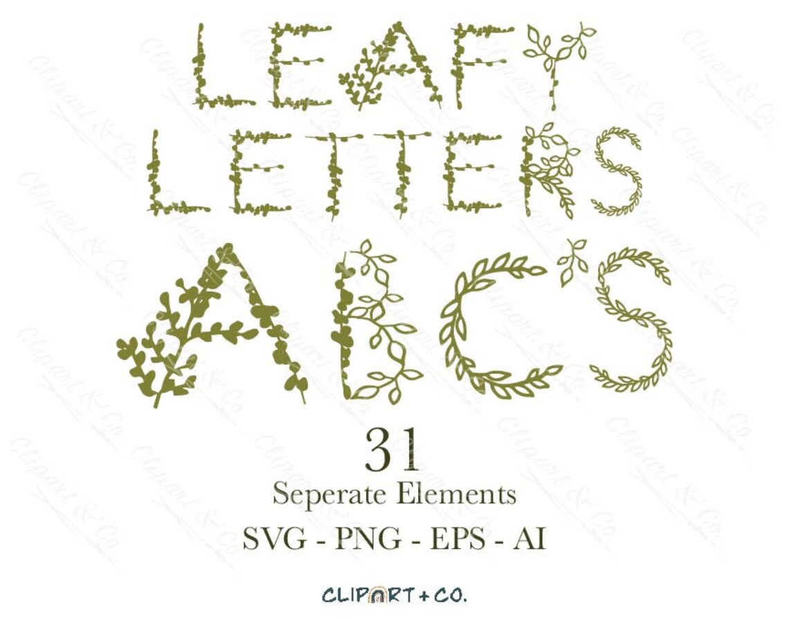 Botanical Letters SVG - Leafy Letters SVG - Greenery Alphabet ...