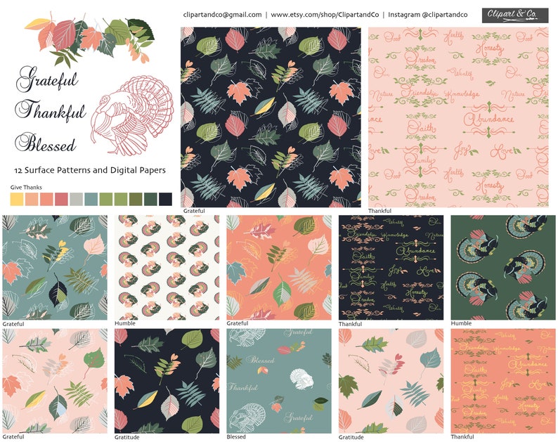 Thanksgiving Digital Papers Fall Digital Papers Thanksgiving Seamless ...