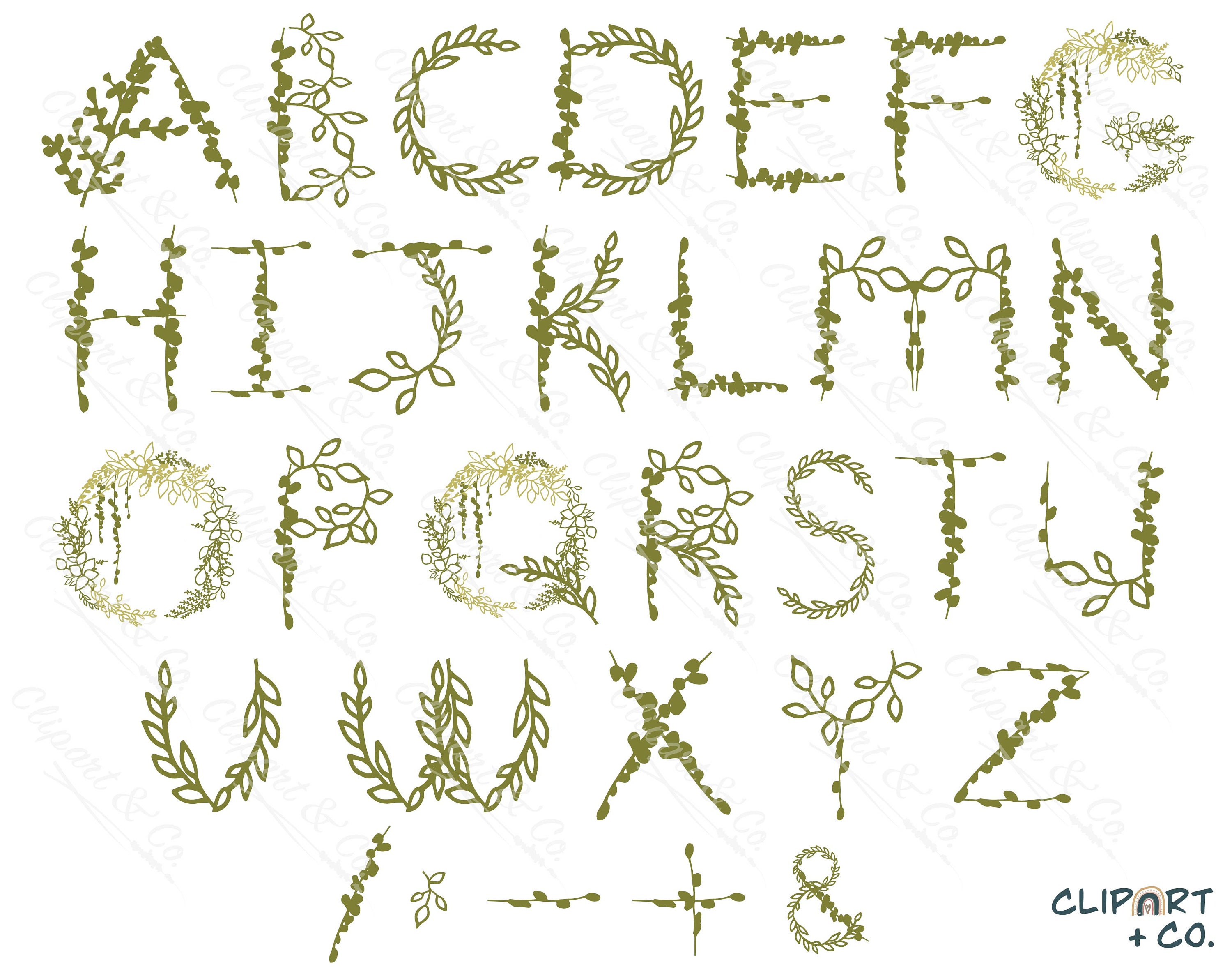 Botanical Letters SVG - Leafy Letters SVG - Greenery Alphabet ...