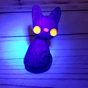 Spooky cute purple blacklight cat figurine creepy cute | Etsy