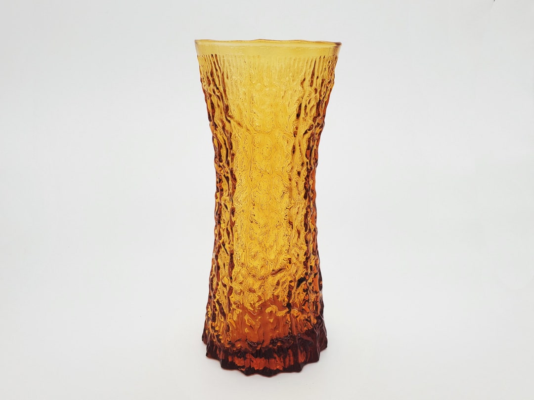 Vintage Art Glass Vase, Bark Texture / Ice Texture Glass in the Style ...
