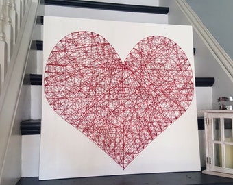 Red string art | Etsy